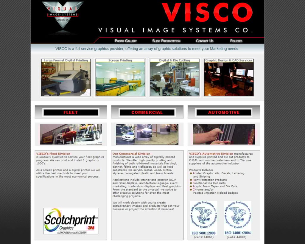 Visco Graphics Website - Web Design - Justin Fowler Art